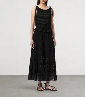 ALLSAINTS Shirred Lotus Maxi Skirt