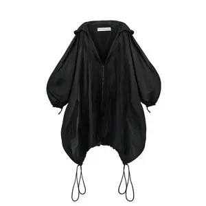 SANCTUMUM Makkatsch Rain Coat In Bincho - Black
