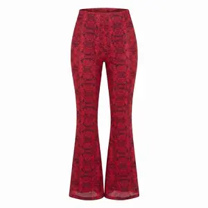 JANARA JONES Snakes Print Mesh High-waist Fla Volk Pants