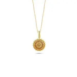 NAJIBA Yantra Pendant Necklace With Garnet And Crystal Accents - Yellow