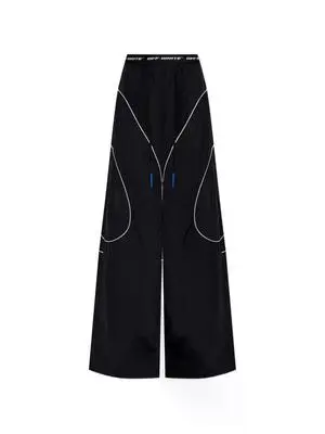 Off-White Contrast-piping Wide-leg Trousers - Black