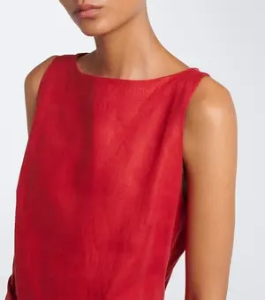 Faithfull The Brand Souline Belted Linen Minidress - Red