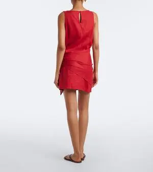 Faithfull The Brand Souline Belted Linen Minidress - Red