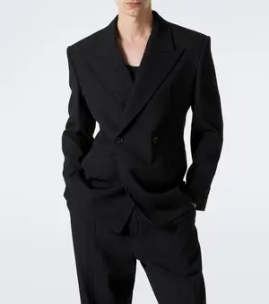 Saint Laurent Chalk Stripe Wool-blend Grain De Poudre Blazer