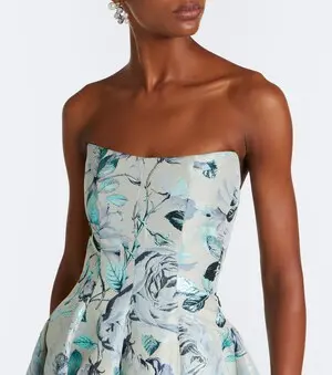MARKARIAN Laila Floral Brocade Bustier Gown