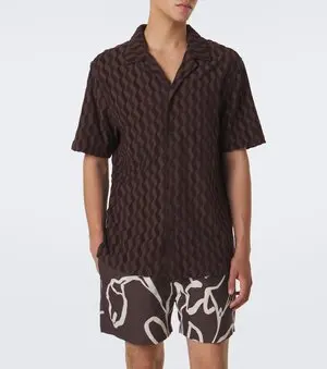 Frescobol Carioca Terry-trimmed Cotton-blend Bowling Shirt