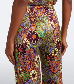 ALEMAIS Fringed Printed Wide-leg Pants - Multicoloured