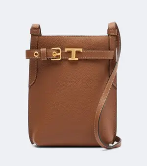 TOD'S T Timeless Leather Phone Pouch - Brown