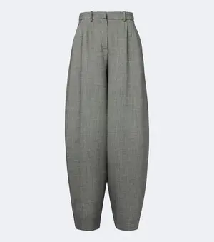 Magda Butrym Herringbone Wool-blend Barrel-leg Pants - Grey