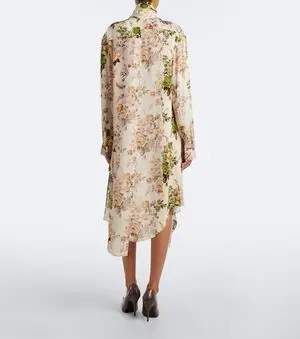 Acne Studios Tie-neck Floral Silk Georgette Midi Dress