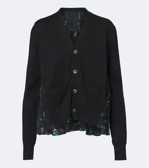 Sacai Floral Cotton Cardigan - Black