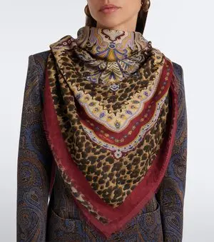 Etro Printed Modal And Cashmere Scarf - Red