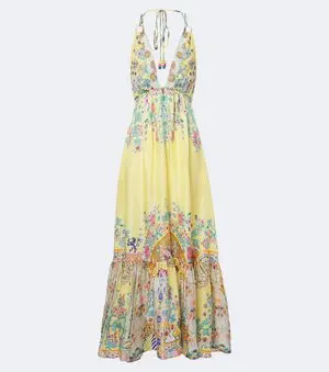 Camilla Sequined Floral Silk Maxi Dress - Multicoloured