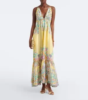 Camilla Sequined Floral Silk Maxi Dress