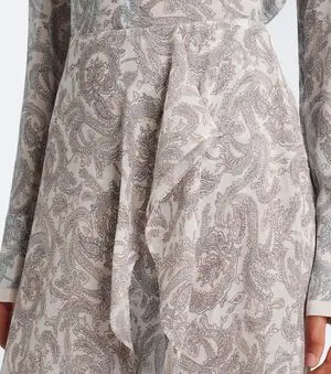 Acne Studios Paisley Lace-trimmed Silk Crepe Midi Skirt