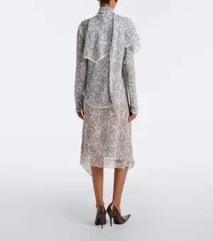 Acne Studios Paisley Lace-trimmed Silk Crepe Midi Skirt