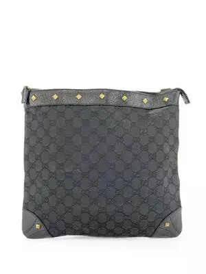 Gucci 2010s Gg Supreme Studded Shoulder Bag - Black