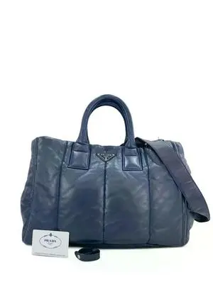 Prada 2013 Padded Leather Tote Bag - Blue