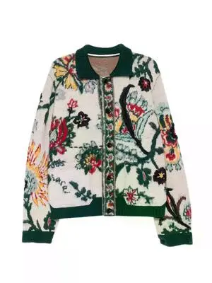 Sacai Wool Jacquarded Cardigan - Neutrals