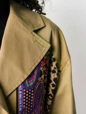 Versace Paisley Leopard Accent Trench Coat