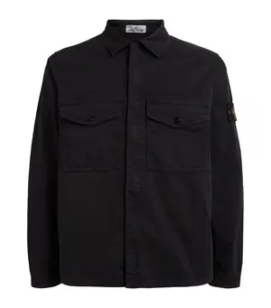 Stone Island Stretch-cotton Compass Overshirt - Black