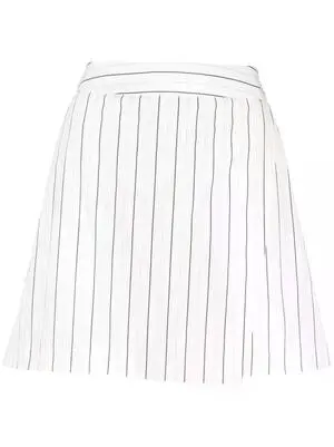 Palmer//harding Stripe-print Skirt-overlay Shorts - Neutrals