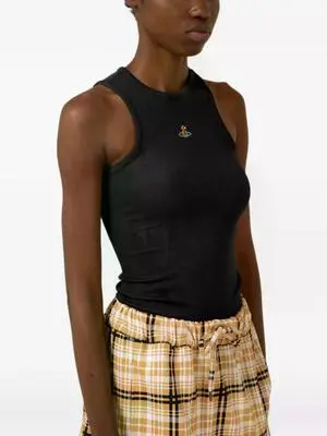 VIVIENNE WESTWOOD 90s Orb-embroidered Ribbed Tank Top