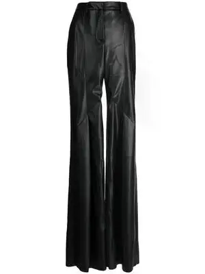 Palmer//harding Precision Faux-leather Flared Trousers - Black
