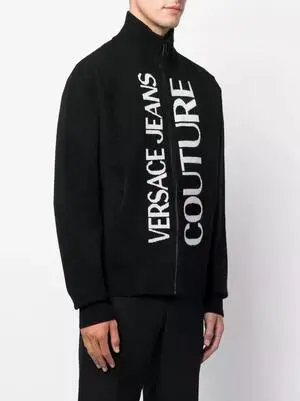 Versace Logo Embroidered Zipped Cardigan