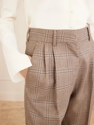 BLAZÉ MILANO Fox Checked Wool Pants