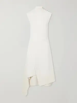 LANVIN Draped Wool-blend Turtleneck Midi Dress - Neutrals