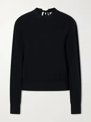 LANVIN Bow-detailed Wool-blend Cardigan - Black