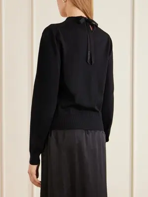 LANVIN Bow-detailed Wool-blend Cardigan