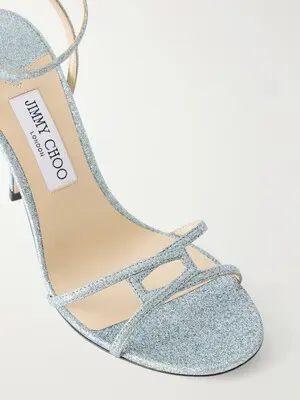 JIMMY CHOO Leo 100 Glittered Leather Sandals