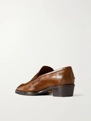JIMMY CHOO Wilder Eel-effect Leather Loafers