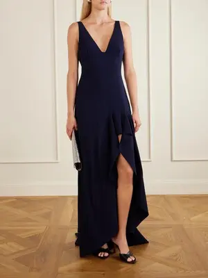 Stella McCartney Asymmetrical Ruffled Crepe Maxi Dress