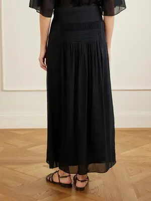MARANT ETOILE Pylka Embroidered Crepon Midi Skirt - Black