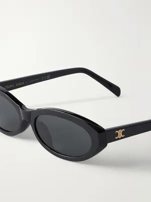 Celine Triomphe Mini Oval-frame Acetate Sunglasses