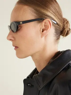 Celine Triomphe Mini Oval-frame Acetate Sunglasses