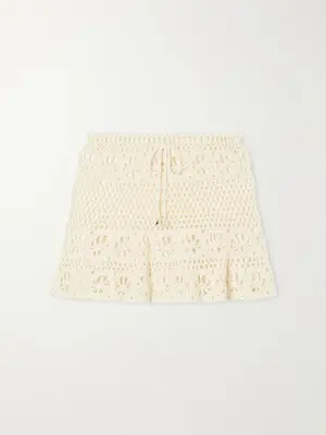TERRY PUESTO Bonito Crocheted Organic-cotton Mini Skirt - Neutrals