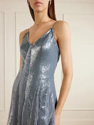 MARMAR HALIM Pleated Sequined Chiffon Gown