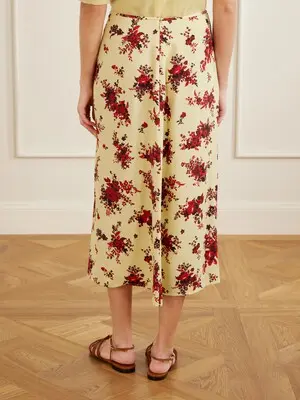 JIL SANDER Floral-print Satin Midi Skirt