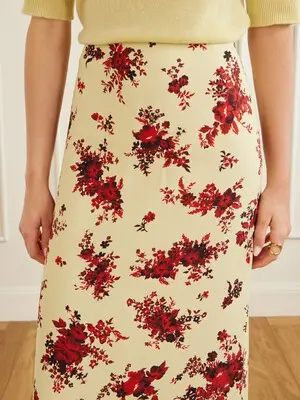 JIL SANDER Floral-print Satin Midi Skirt