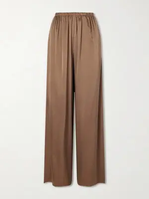 RUOHAN Silk-blend Wide-leg Pants - Brown