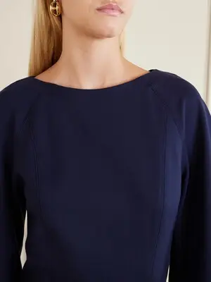 Carolina Herrera Ponte Midi Dress With Balloon Sleeves