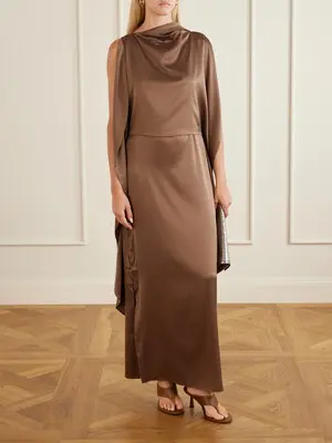 RUOHAN Ikra Cape-effect Draped Silk Maxi Dress