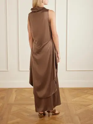 RUOHAN Ikra Cape-effect Draped Silk Maxi Dress