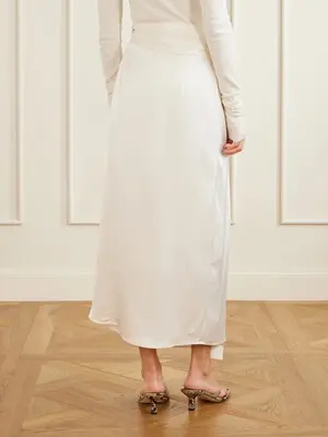 RÓHE Draped Satin Midi Wrap Skirt