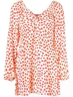 Faithfull The Brand Amias Floral-print Minidress - Neutrals