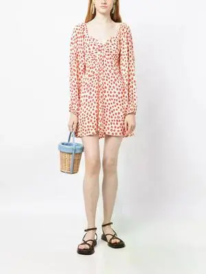 Faithfull The Brand Amias Floral Print Sweetheart Neck Mini Dress